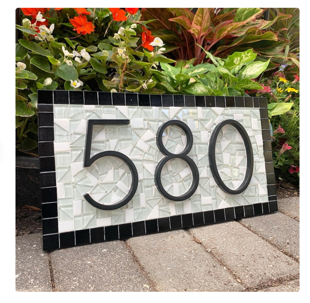 Black and White Address Sign – Green Street Mosaics