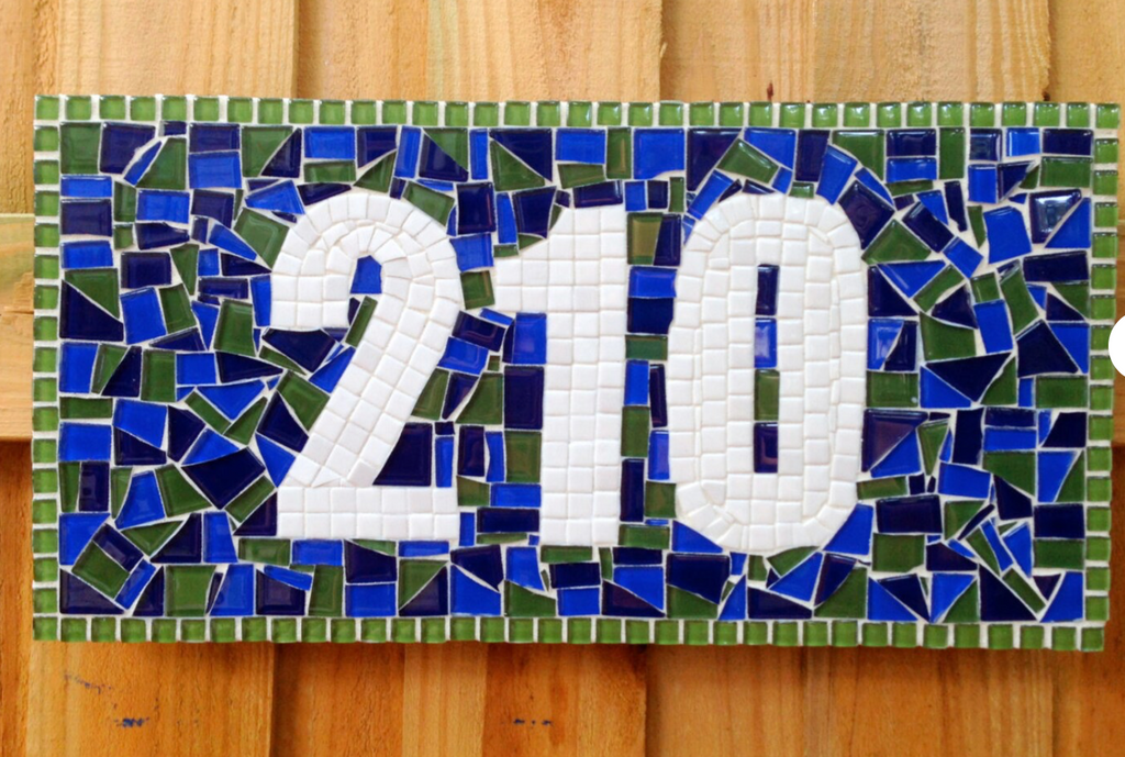 Blue and Green Address Sign – Green Street Mosaics