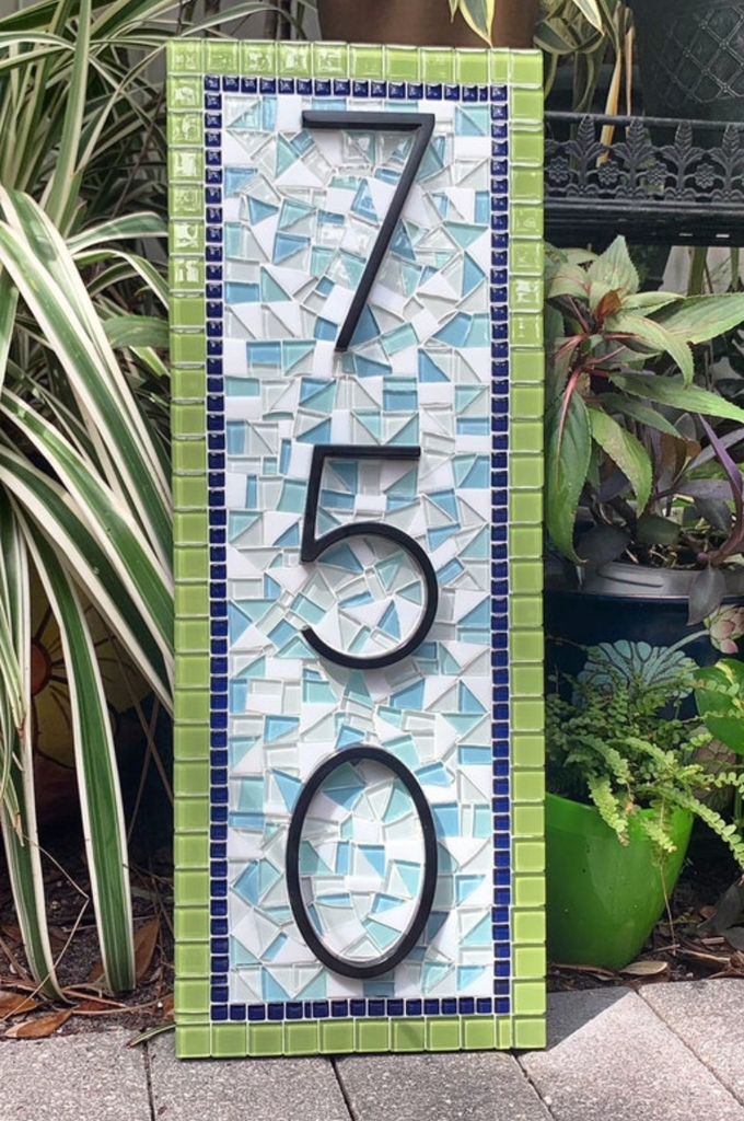 Vertical Address Sign - Lime Green Navy Blue and White – Green Street ...