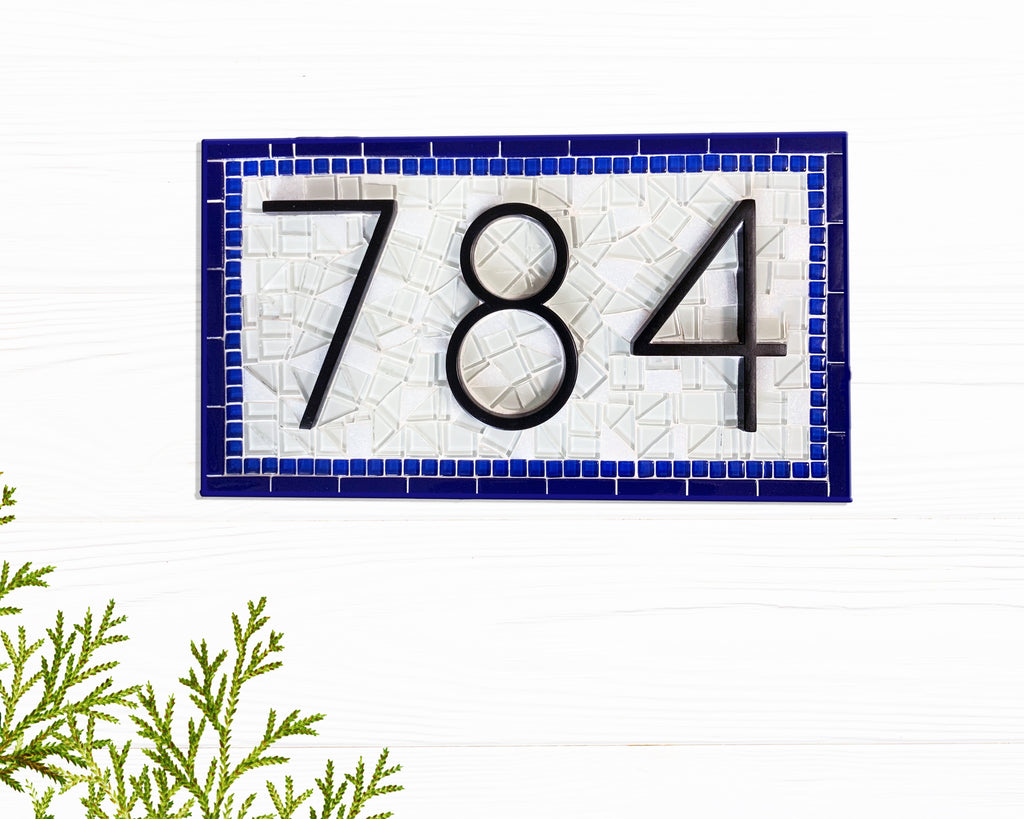 Blue Address Sign – Green Street Mosaics