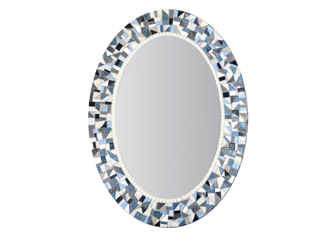 Blue and Gray Oval Mosaic Mirror – Green Street Mosaics