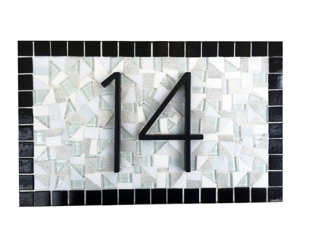 Black and White Address Sign – Green Street Mosaics