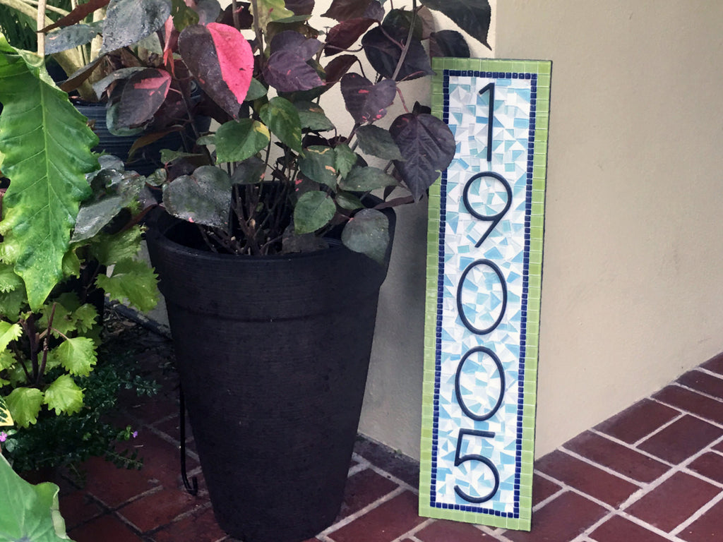 Vertical Address Sign - Lime Green Navy Blue and White – Green Street ...