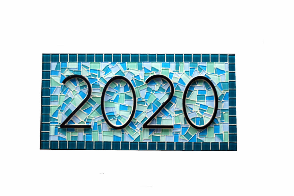 Address Sign - Teal, Aqua, Blue - Beach House – Green Street Mosaics