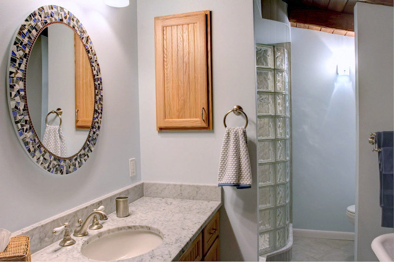 Oval Wall Mirror Blue and Gray – Green Street Mosaics