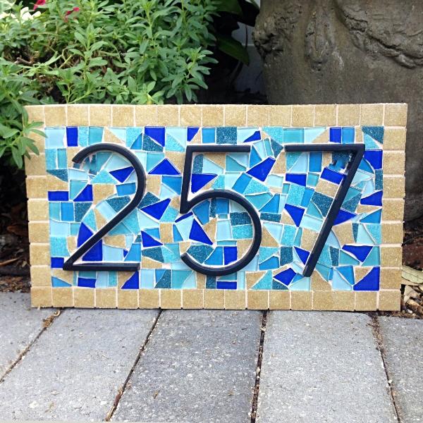 Blue House Number Plaque – Green Street Mosaics